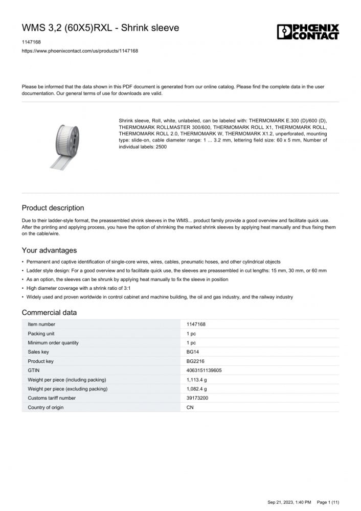 Phoenix Contact 1147168 document page 1