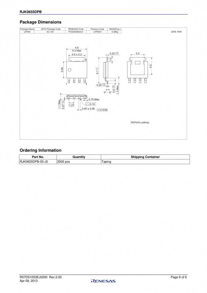 RJK0655DPB-00#J5 datasheet page 6