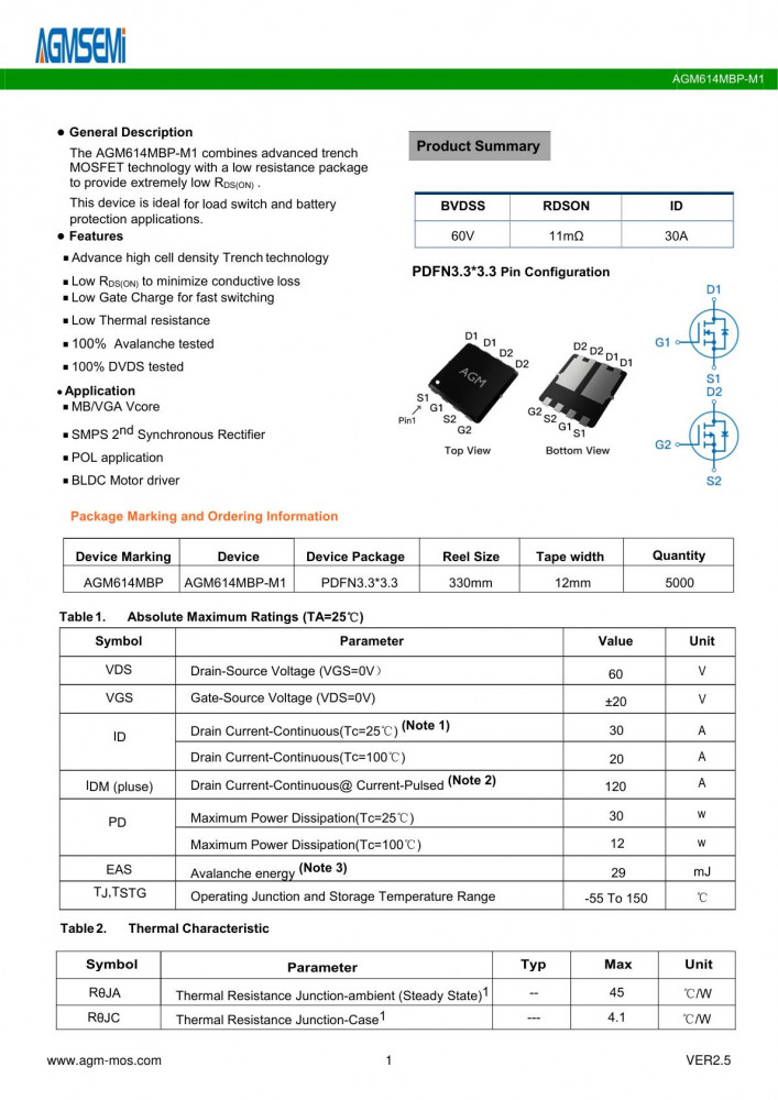 AGM614MBP-M1 datasheet page 1