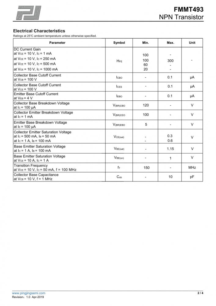 FMMT493 datasheet page 2