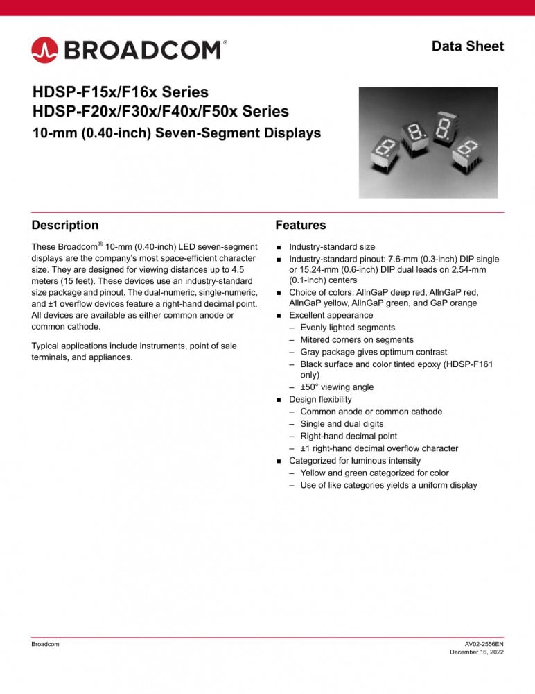 HDSP-F203 datasheet page 1