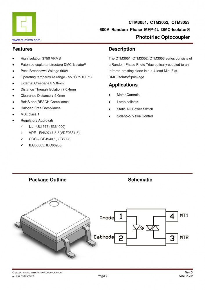 CTM3052 datasheet page 1