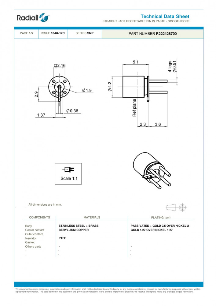 Radiall R222428700 specification page 1