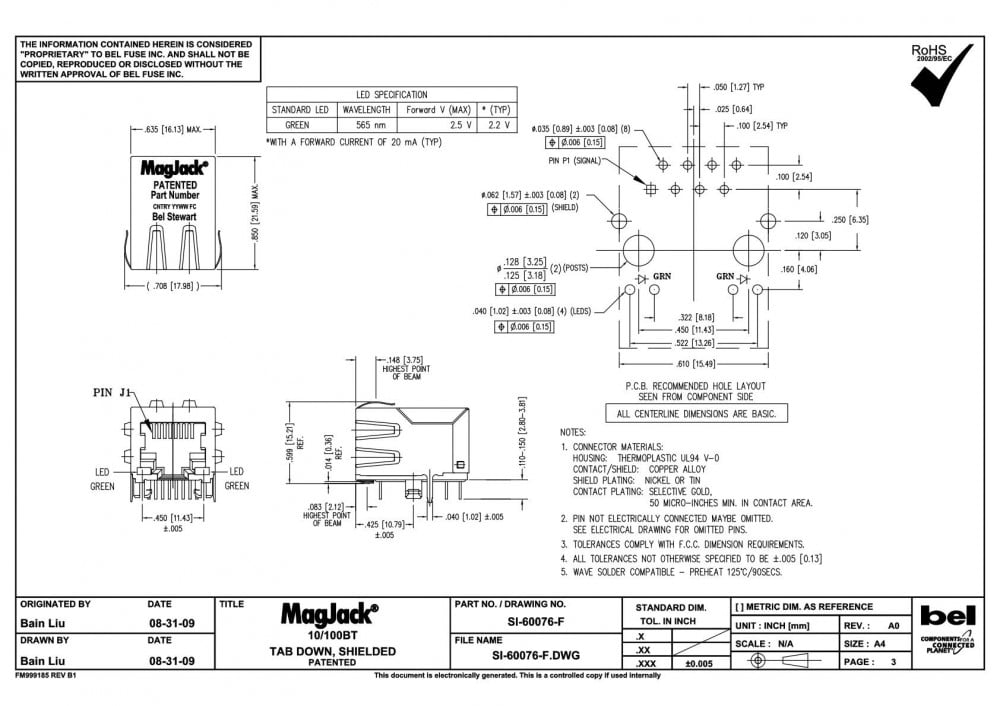 Bel Fuse SI-60076-F technical drawing page 2