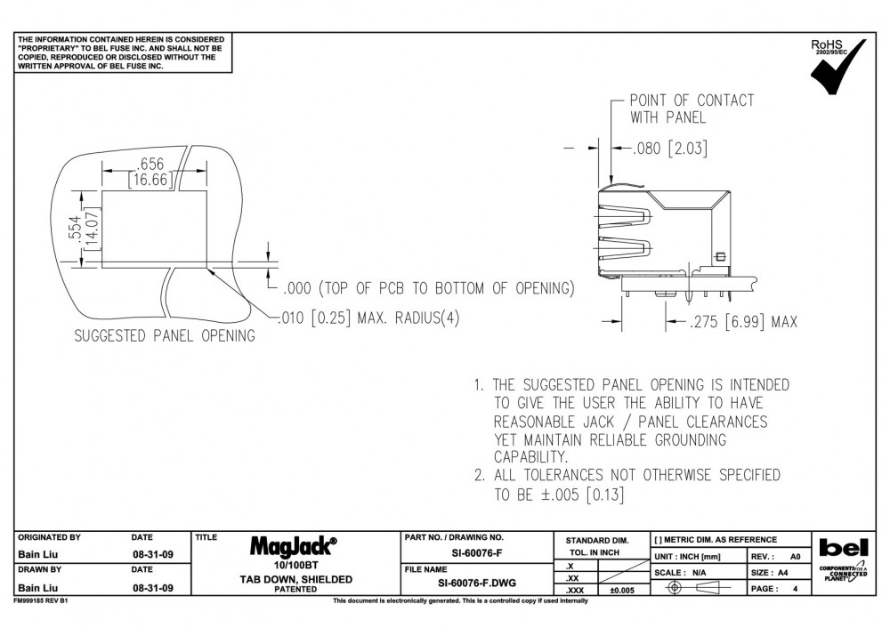 Bel Fuse SI-60076-F technical drawing page 3