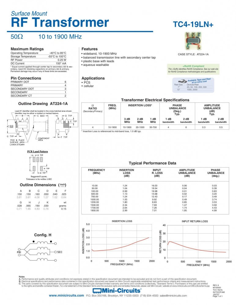 TC4-19LN+ technical datasheet page