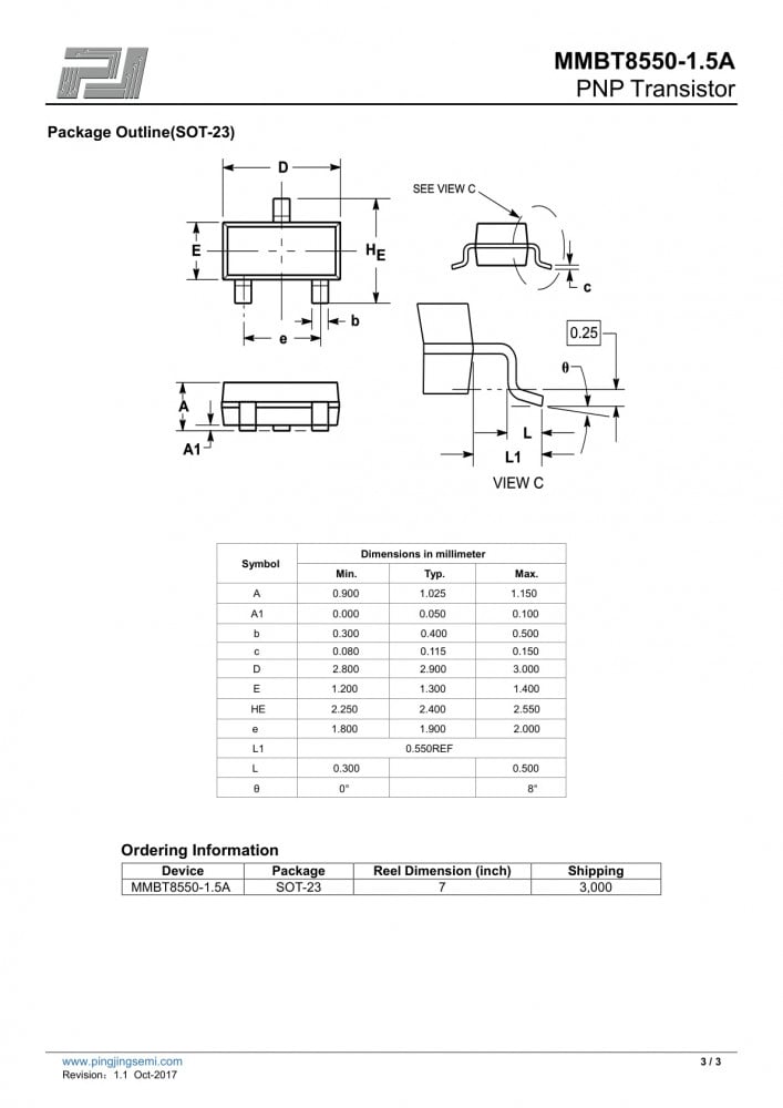 MMBT8550D(1.5A) datasheet page 3