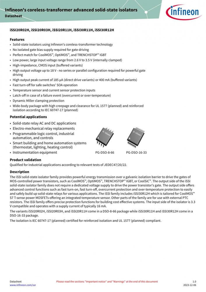 Infineon iSSI documentation page 1