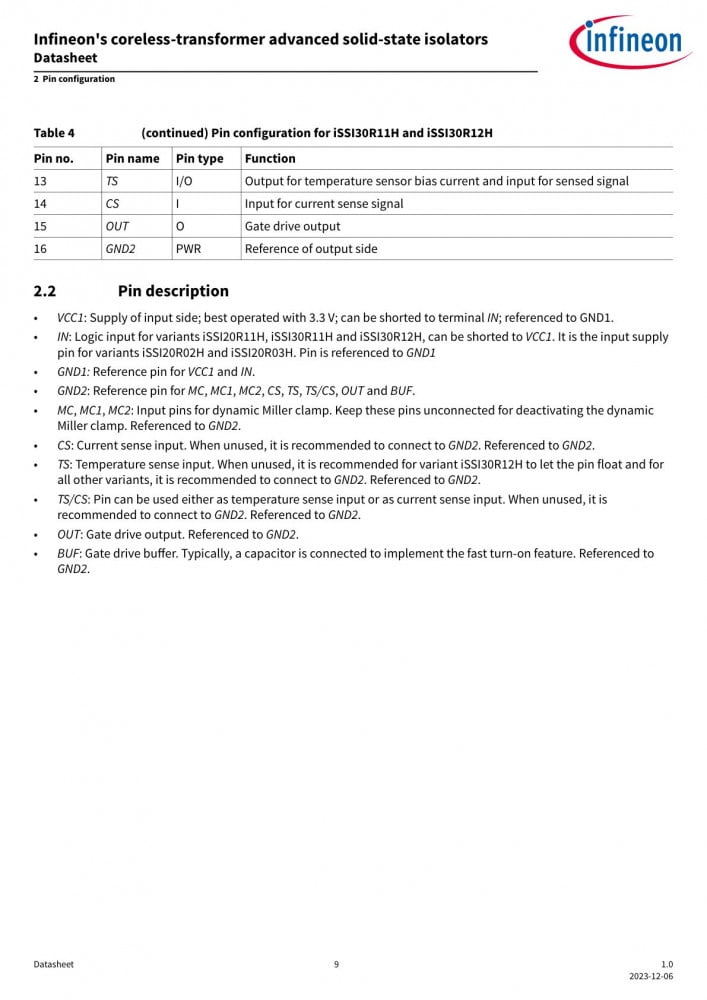 Infineon iSSI documentation page 9