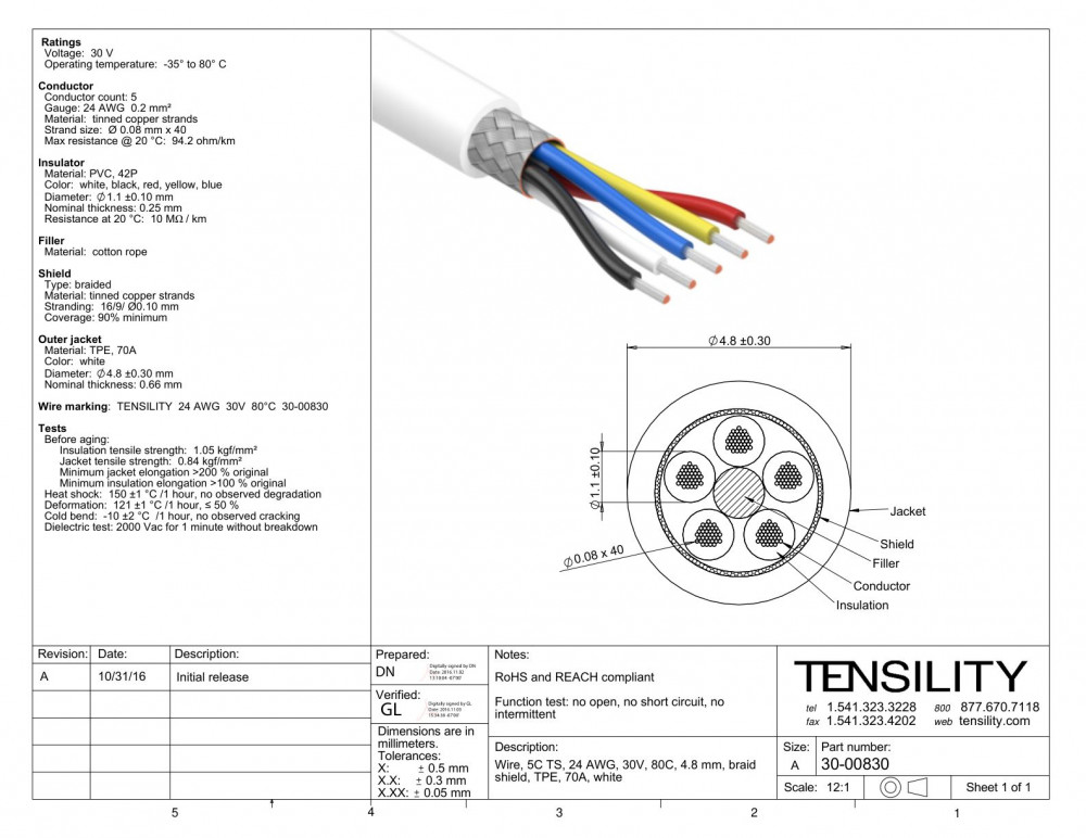 30-00830 product specification drawing, page 1