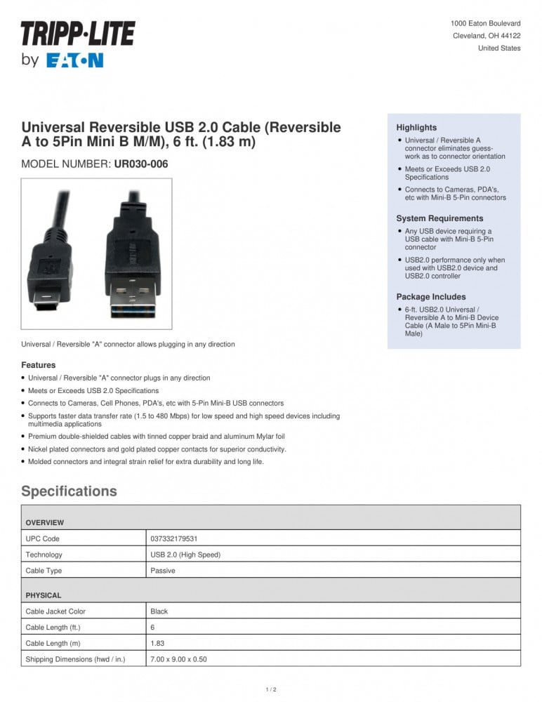 EATON UR030-006 technical document page 1