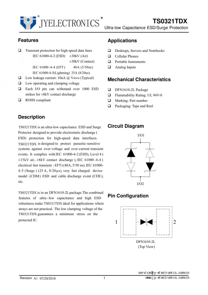 TS0321TDX datasheet page 1