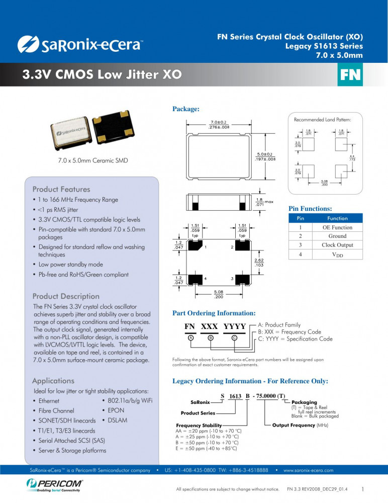 FN Series technical document page 1