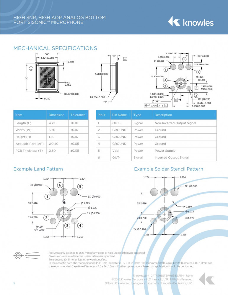 SPM0687LR5H-1 technical document page 5