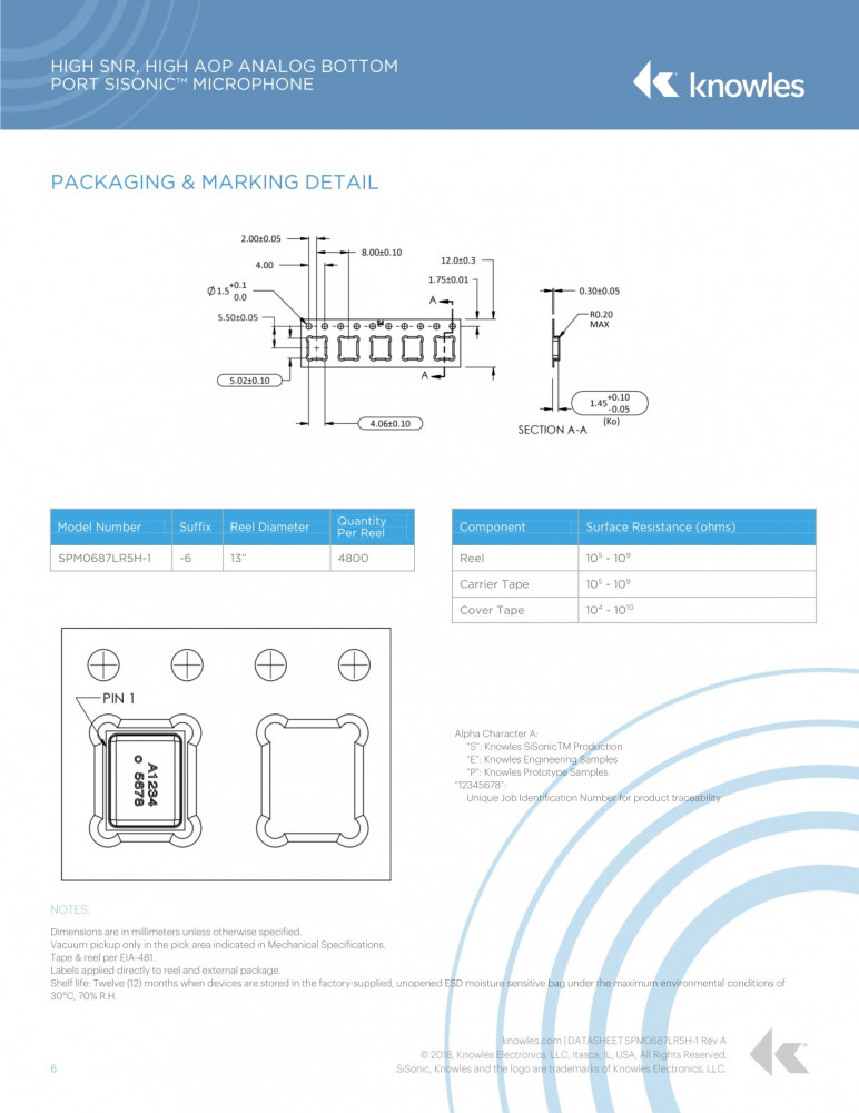 SPM0687LR5H-1 technical document page 6