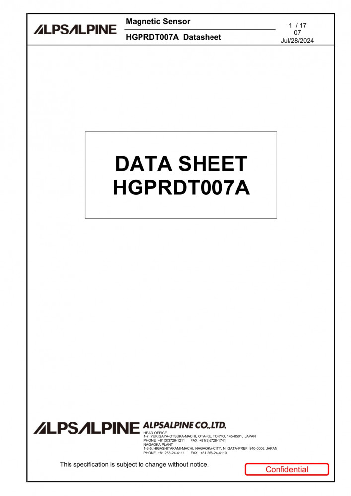 HGPRDT007A datasheet page 1