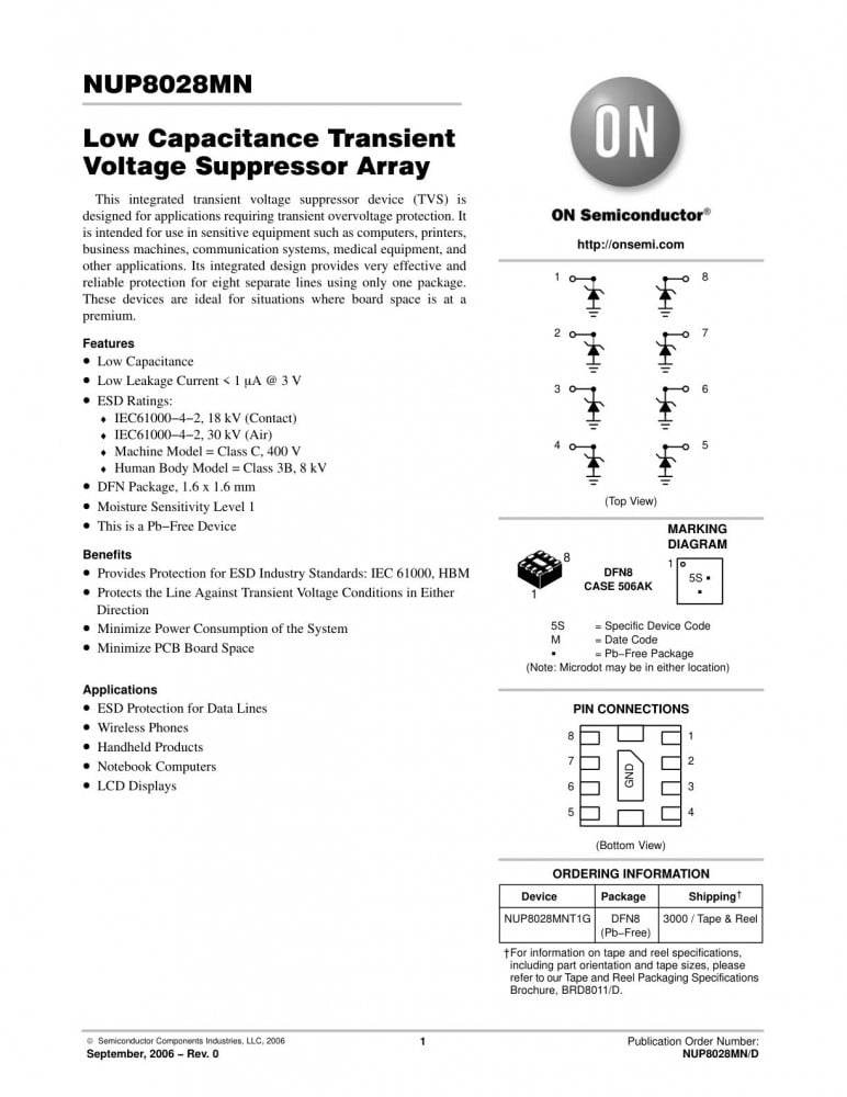 NUP8028MNT1G datasheet page 1