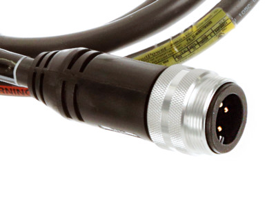 BradPower D-Size (1 3/8”–M35) Double-Ended Cordset, 4 Poles, Male (90°) to Female (Straight), 10 AWG, Black TPE Cable, 1.0m (3.28') Length