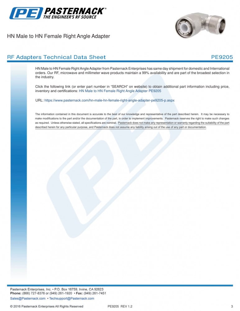 PE9205 technical document page 3