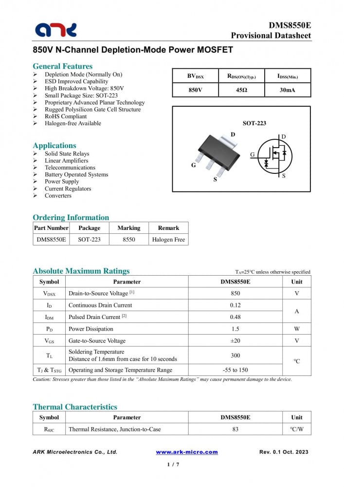 DMS8550E datasheet page 1
