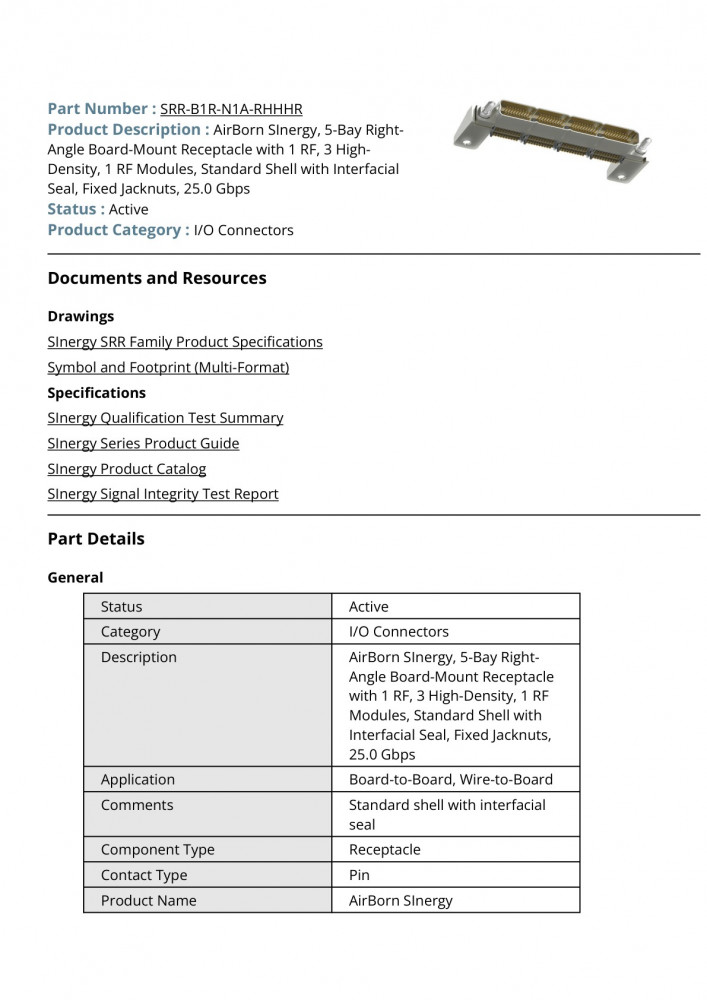 MOLEX AirBorn SInergy technical document image, page 1