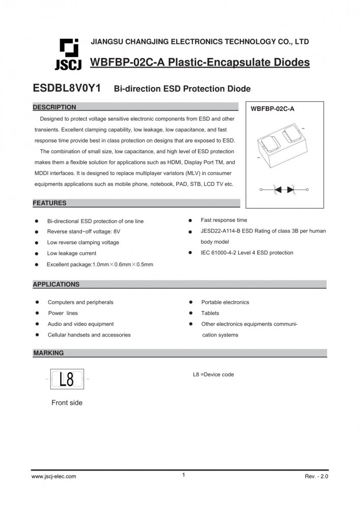 ESDBL8V0Y1 datasheet page 1