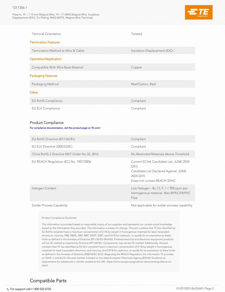 TE Connectivity 1217356-1 technical document page 2