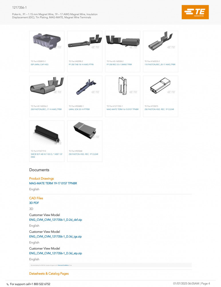 TE Connectivity 1217356-1 technical document page 4