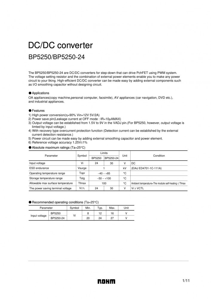 BP5250 datasheet page 1