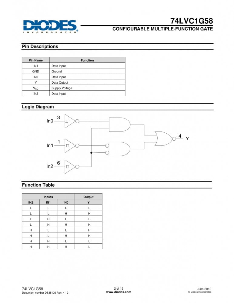 74LVC1G58W6-7 datasheet page 2