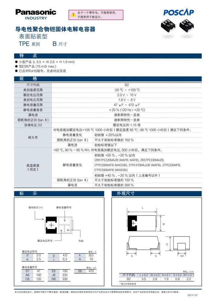 PANASONIC TPE series document page 1