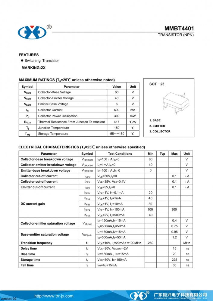MMBT4401 2X datasheet page 1