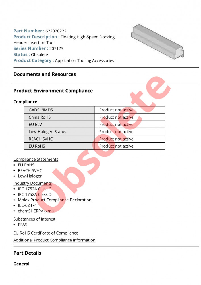 Technical document image 1 for Molex 622020222