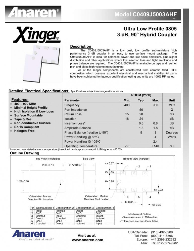 C0409J5003AHF datasheet page 1