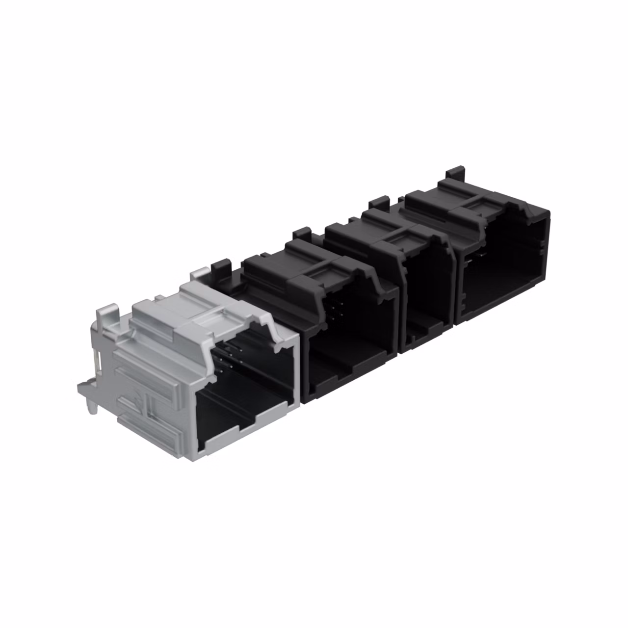 Mini50 Sealed Receptacle, Single Row, without CPA, 4 Circuits, Polarization Option A, Black