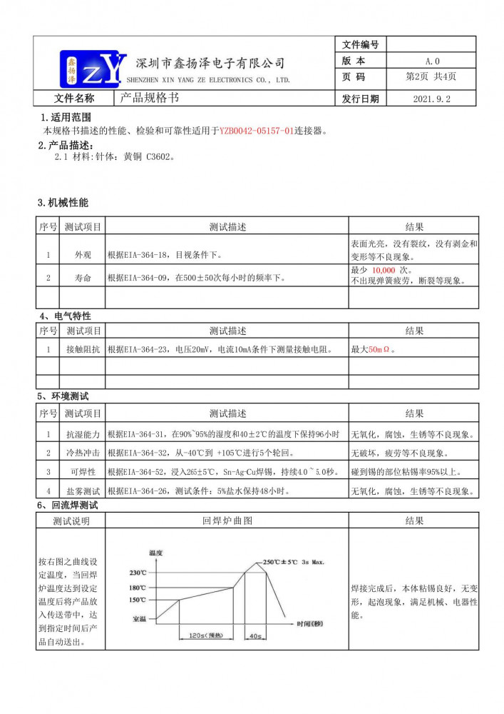 YZB0042-05157-01 specification page 2