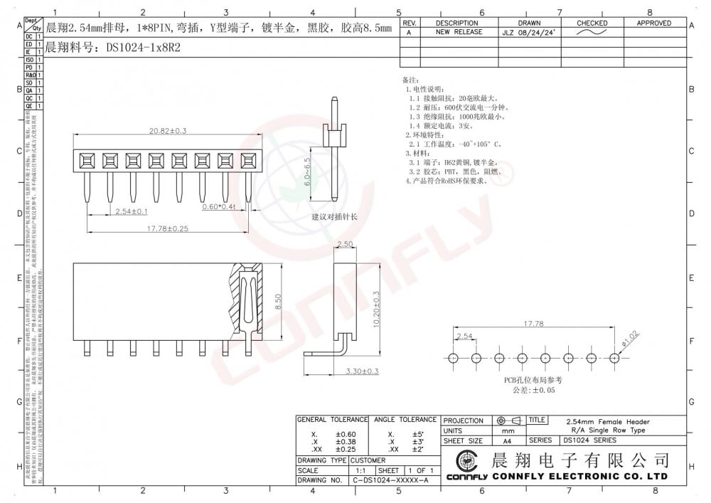 DS1024-1x8R2 technical drawing preview