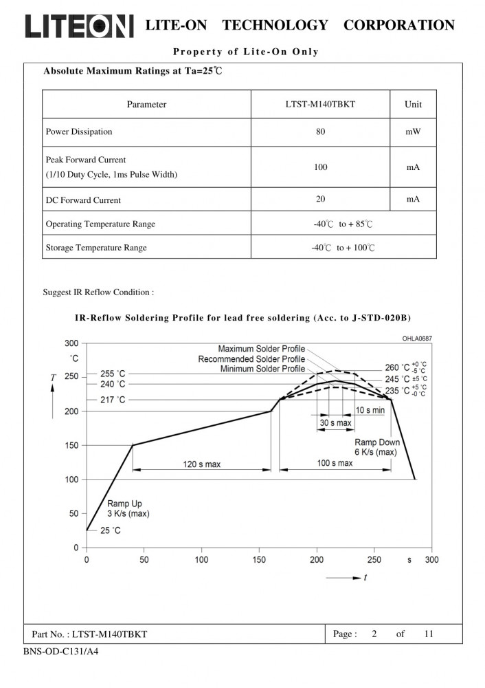 LTST-M140TBKT datasheet page 2