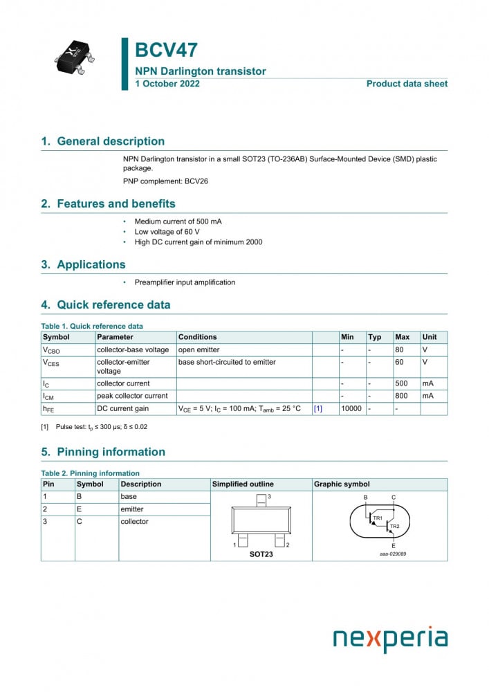 BCV47 datasheet page 1
