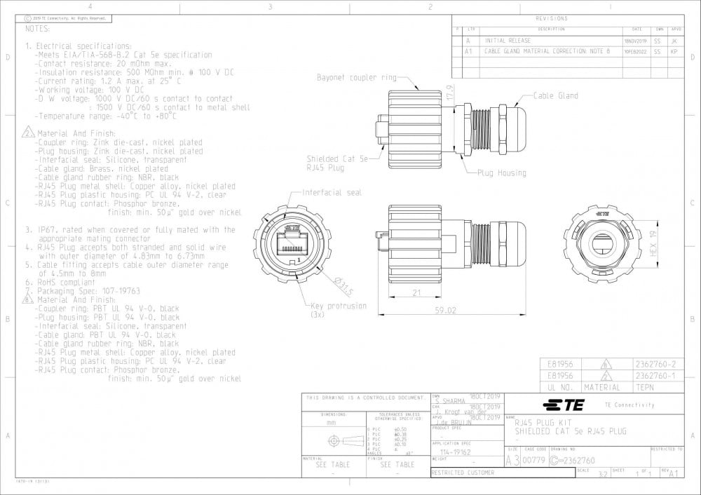 TE Connectivity 2362760-2 controlled drawing preview