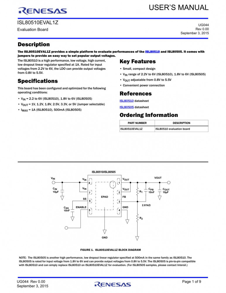 ISL80510EVAL1Z technical document page 1