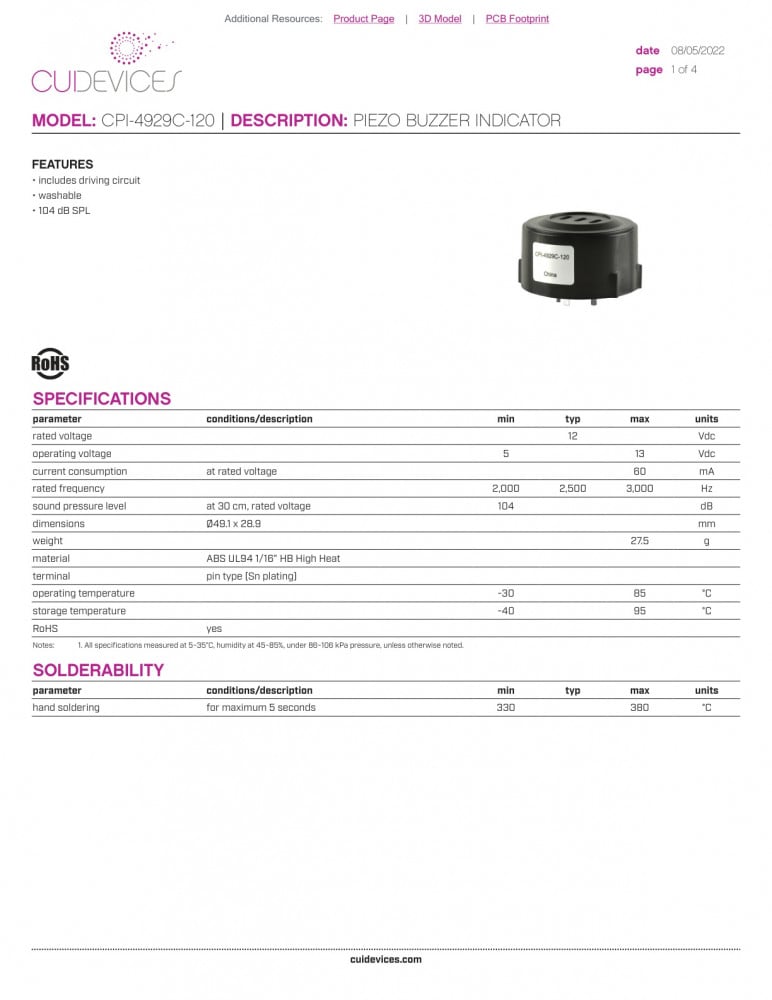 CPI-4929C-120 datasheet page 1