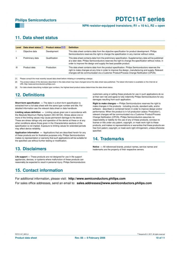 PDTC114TM datasheet page 10