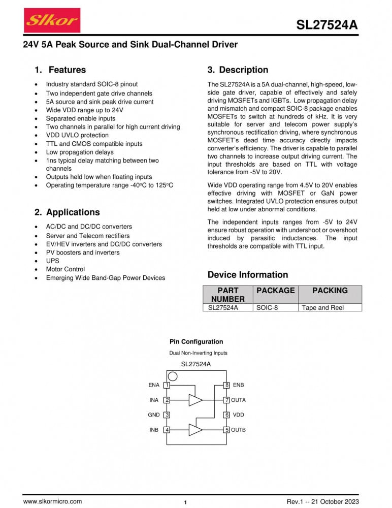 SL27524A datasheet page 1