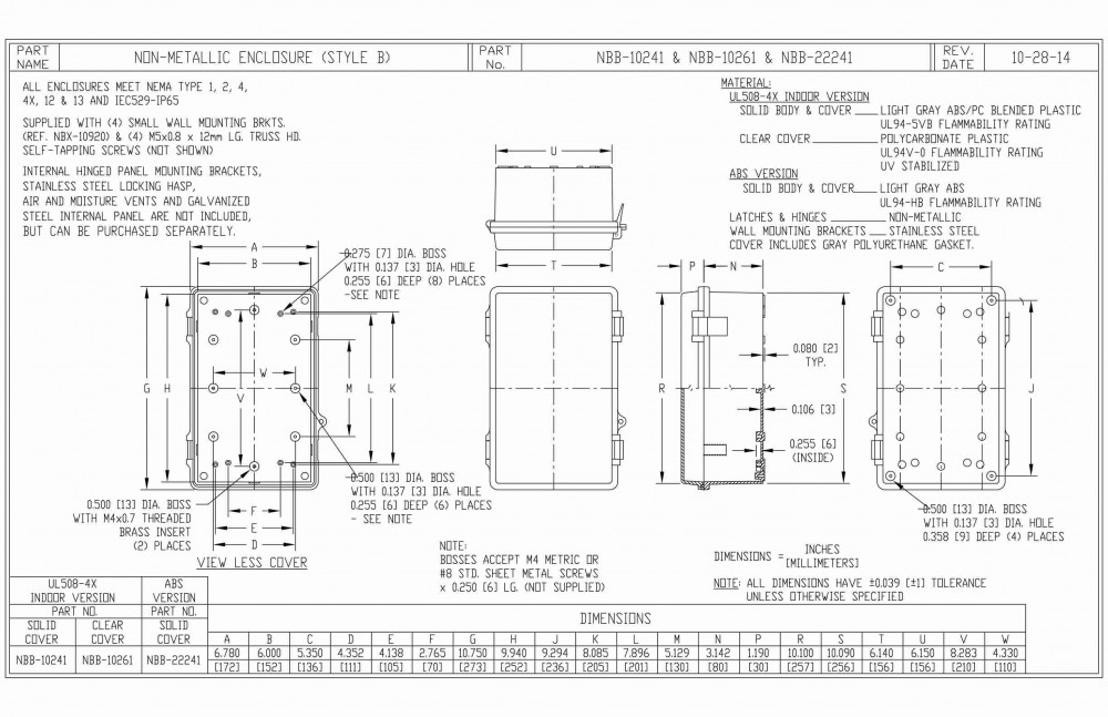 Bud Industries NBB-10241 product drawing