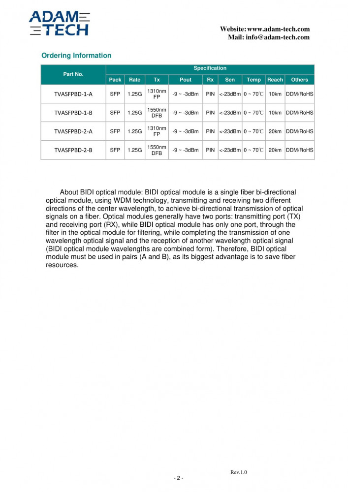 TVASFPBD-X-X technical document page 2