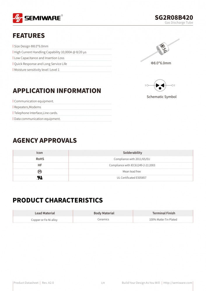 SG2R08B420 technical document page 1