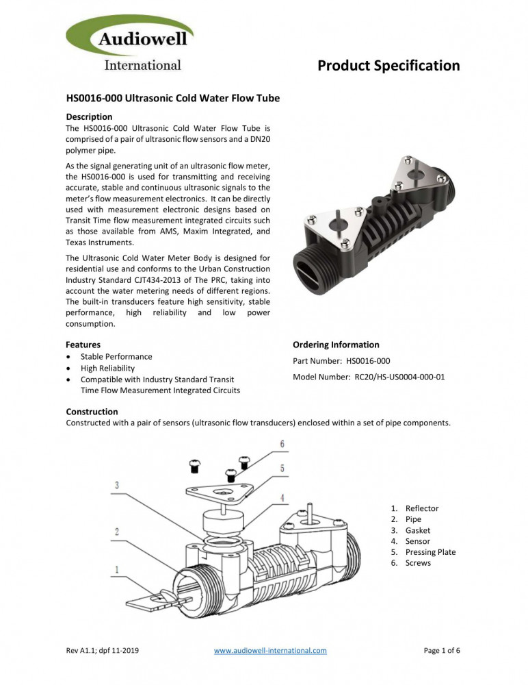 HS0016-000 technical document page 1