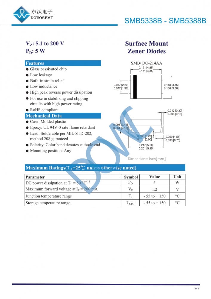 SMB5350B datasheet page 1