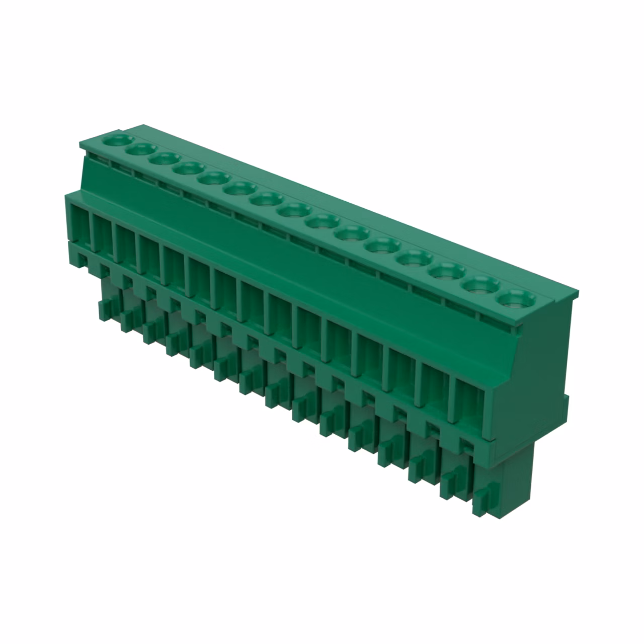 3.50mm Pitch Eurostyle Vertical Plug, with Reverse Imprinting, Front Wire Entry, Green Housing, 15 Circuits for sale